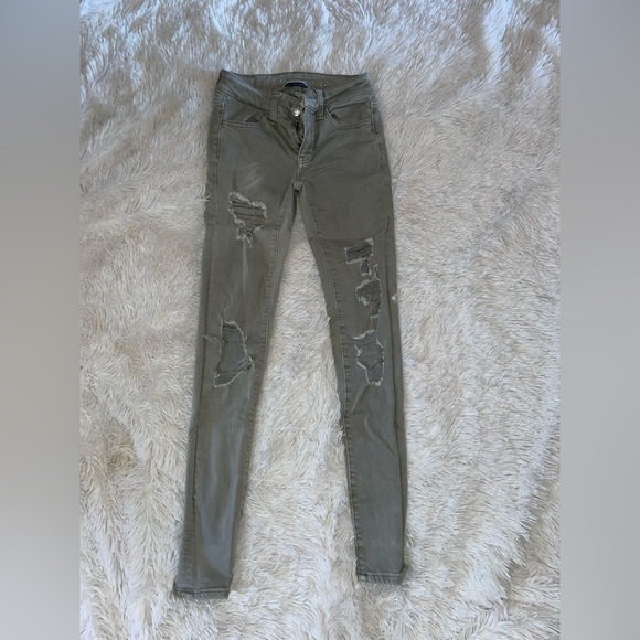 American Eagle Outfitters | Jeans | Olive Green Ripped American Eagle ...